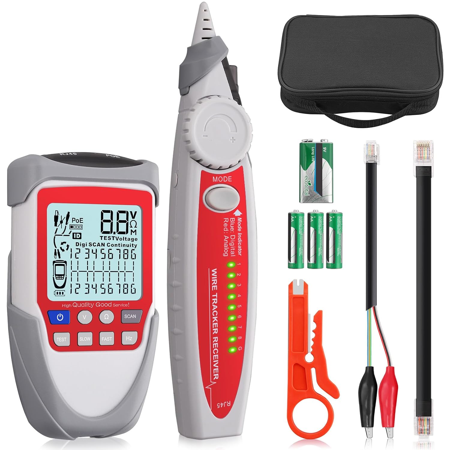 XUNTOP Wire Tracker Cable Finder LCD Network Cable Tester with POE Test ...