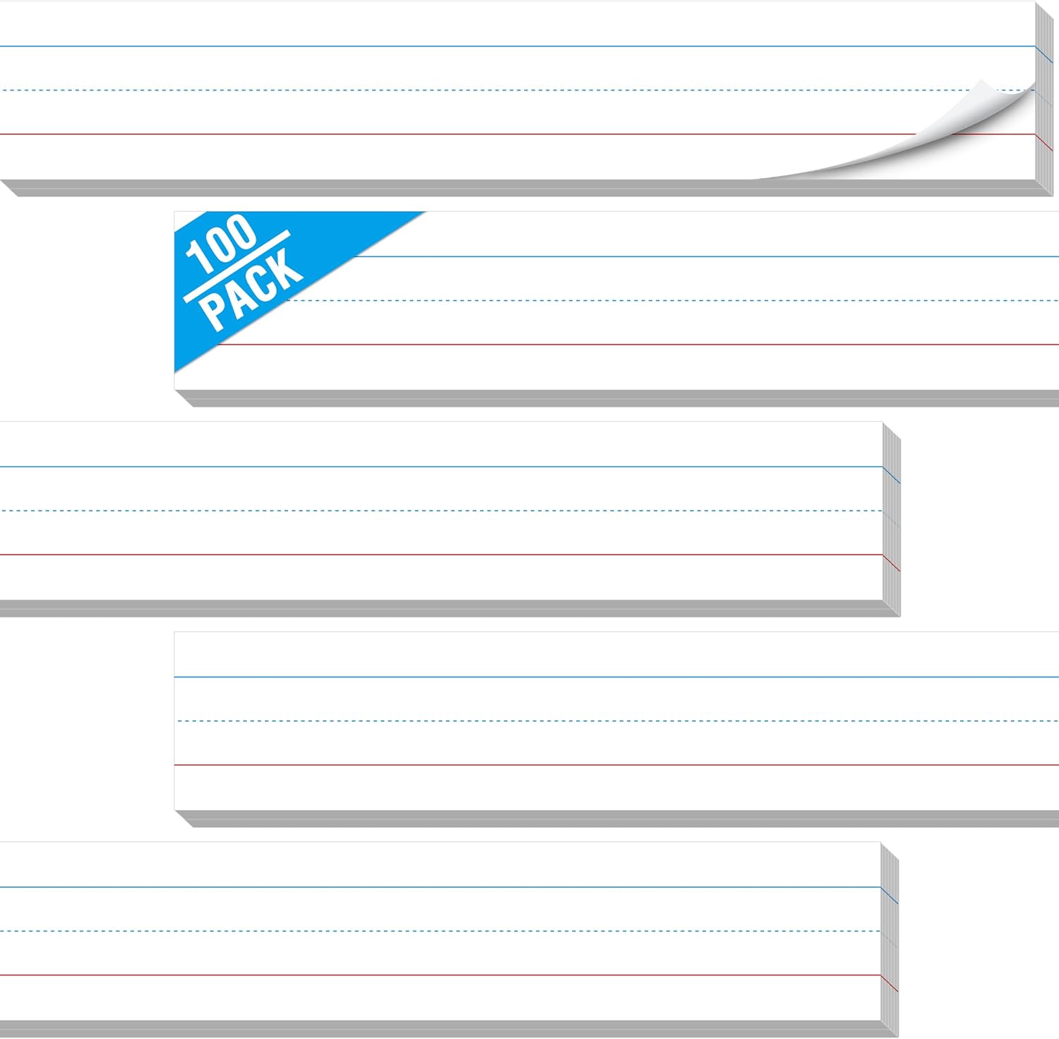 Amazon.com: 100 Pack Sentence Strips, White Sentence Strip Lined Paper ...