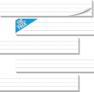 100 Pack Sentence Strips, White Sentence Strip Lined Paper for ...