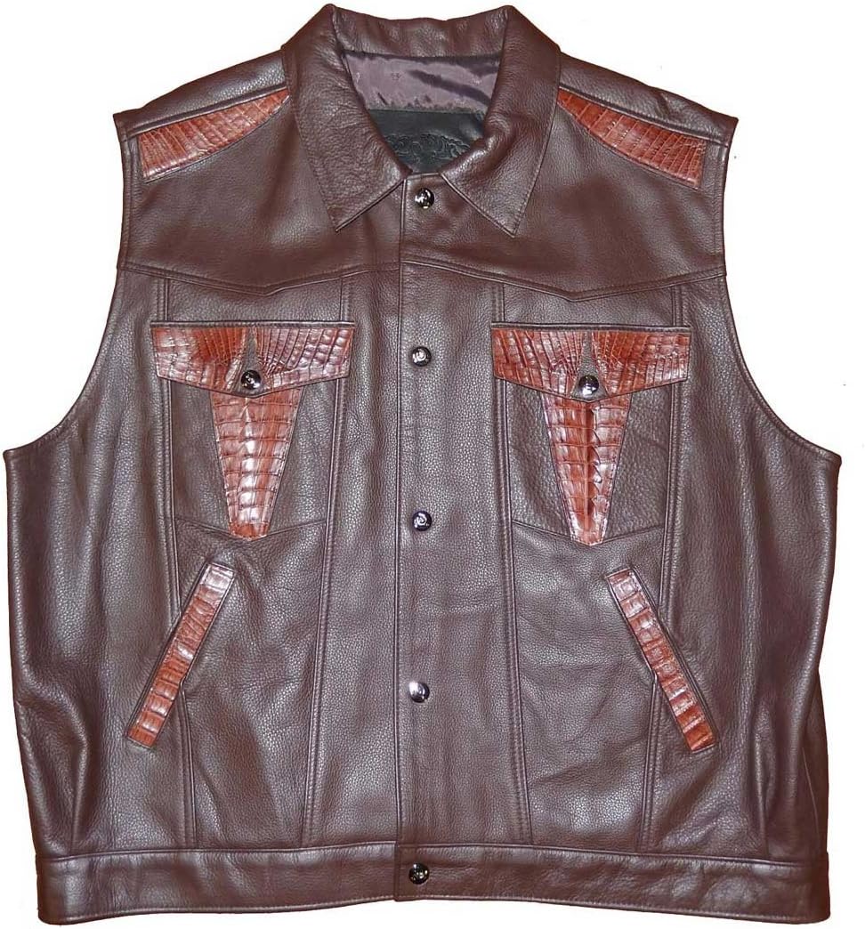 G-Gator Crocodile/Lamb Skin Vest ( Brown Or Cranberry ) (5XL, Brown) at ...