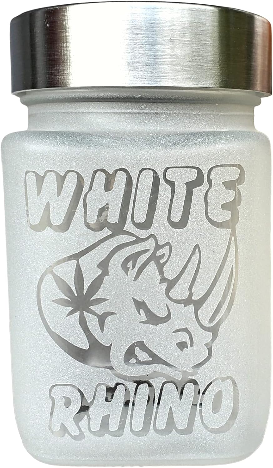 Amazon.com: Small Stash Jar with White Rhino and Pot Leaf Design ...