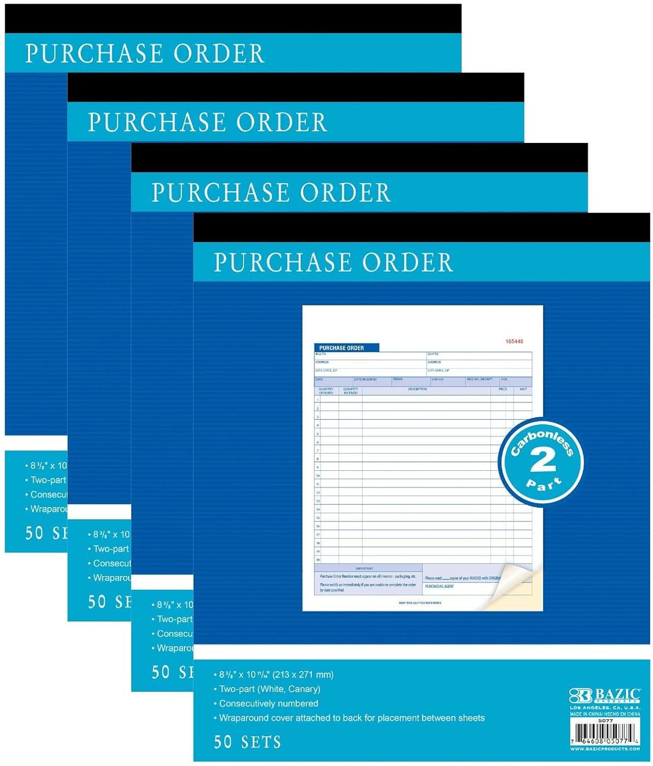 Amazon.com : BAZIC Purchase Order Book, 50 Sets 8 3/8" x 10 11/16" 2 ...