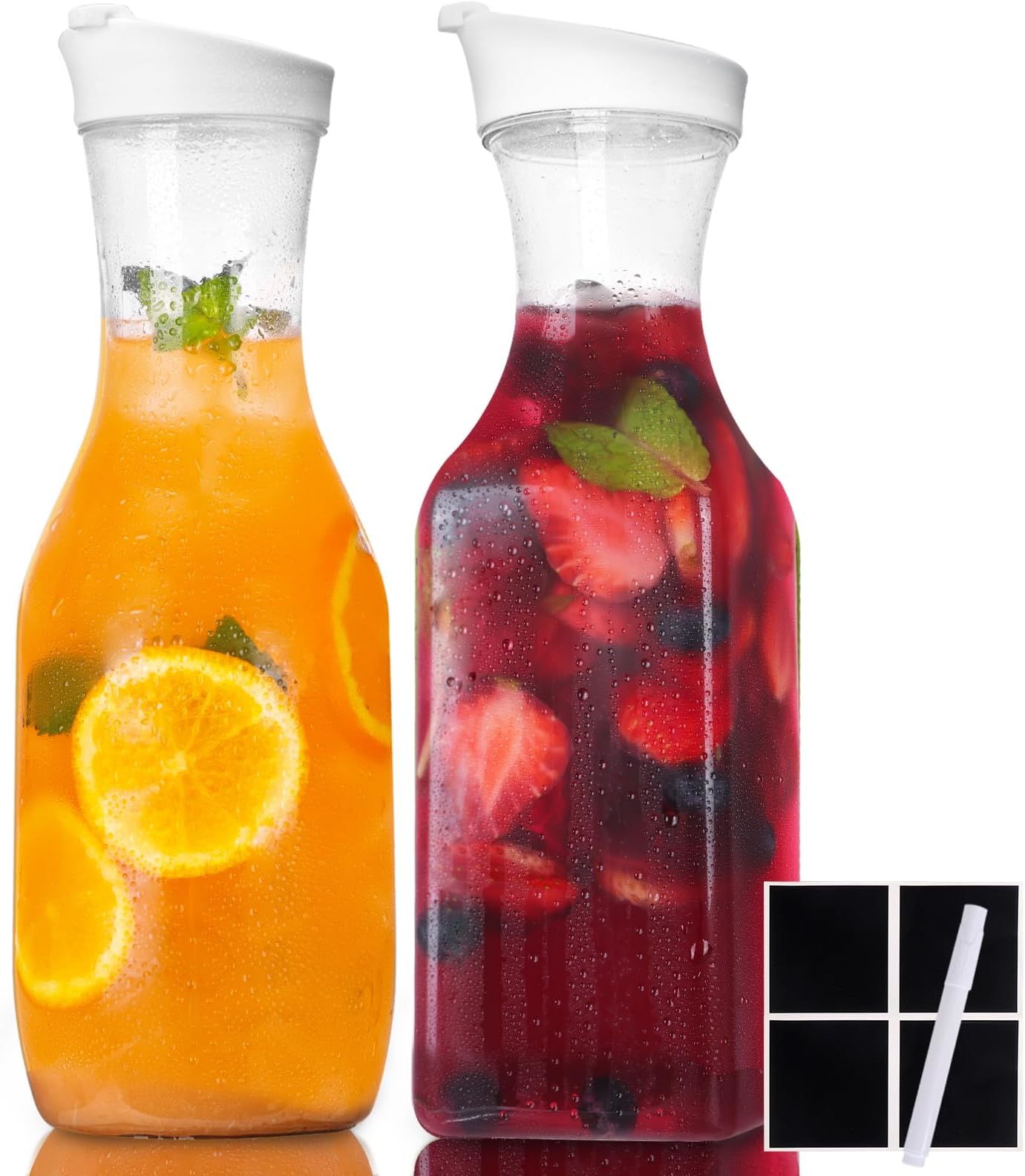 Amazon.com: Stock Your Home 50 oz Square Carafes Plastic Juice Carafe ...