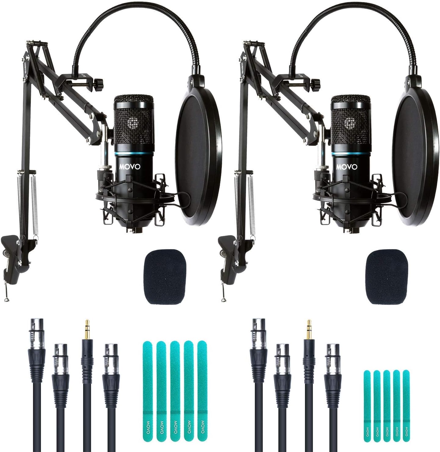 Amazon.com: Movo 2-Pack Universal Cardioid Condenser Microphone Kit ...