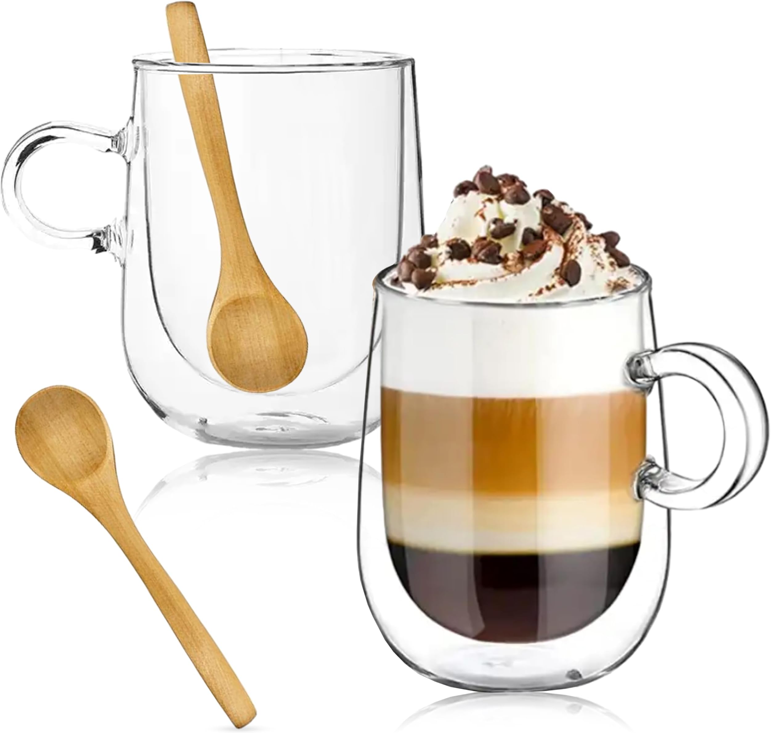 Amazon.com | Jingmore 6 Sets 20oz Clear Glass Coffee Mugs Big Glass ...