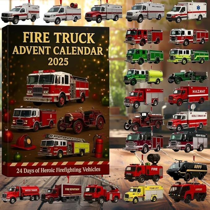 Amazon.com: Firetruck Firefighter Advent Calendar 2025, 24 Days ...