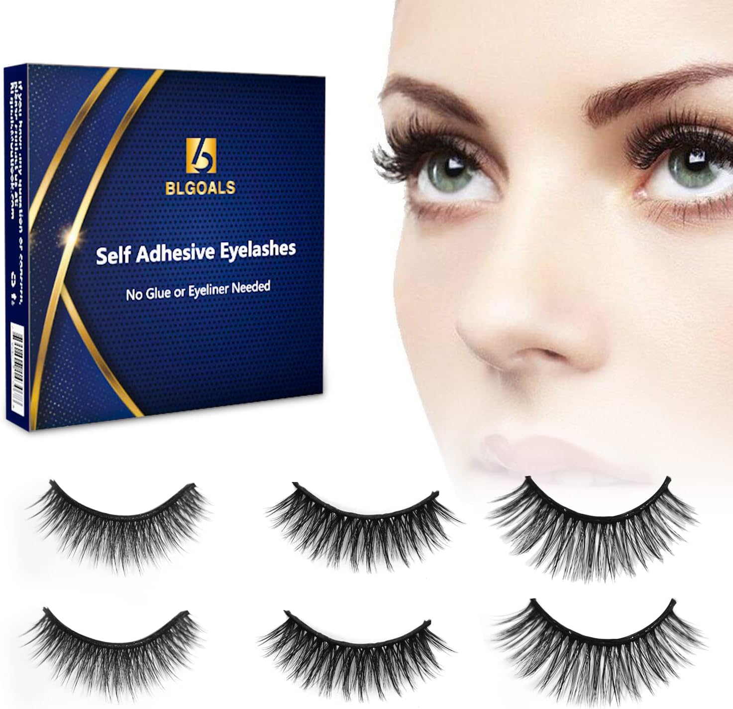 Amazon.com: Reusable Self Adhesive Eyelashes No Glue or Eyeliner Needed ...