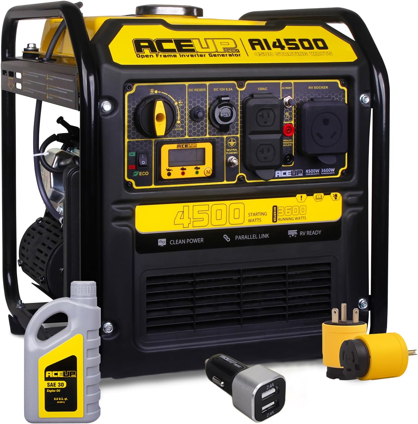 Amazon.com: 4500W Gas Inverter Generator with Power Plug Adapter ...