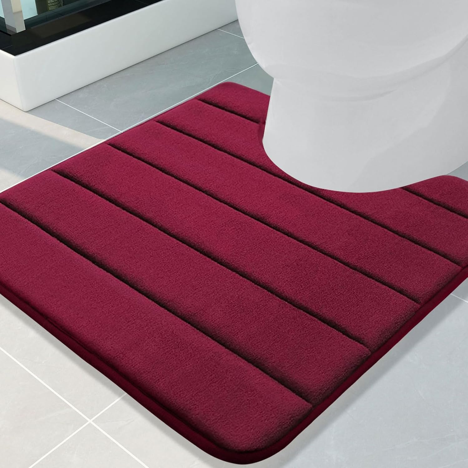 Amazon.com: Buganda Memory Foam U-Shaped Contour Toilet Rugs, Non Slip ...
