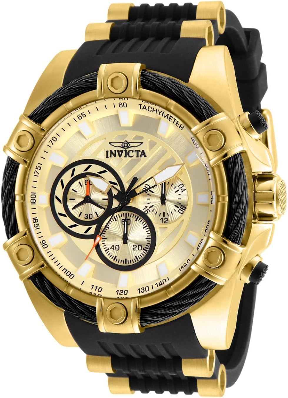 Invicta Men Analog Quartz Watch with Silicone Polyurethane Stainless ...