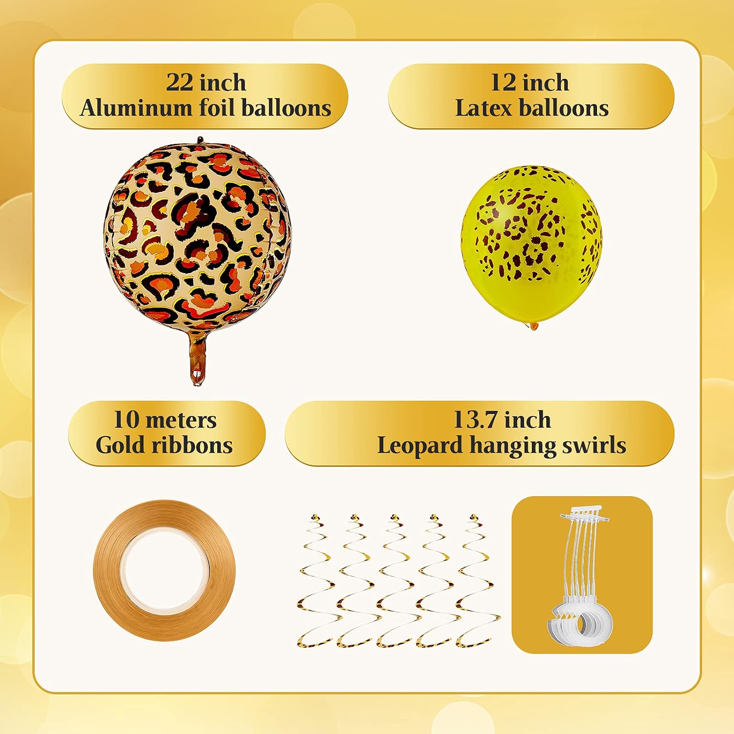 41 Pieces Leopard Print Balloons Set Includes 22 Inch 4D Aluminum Foil ...
