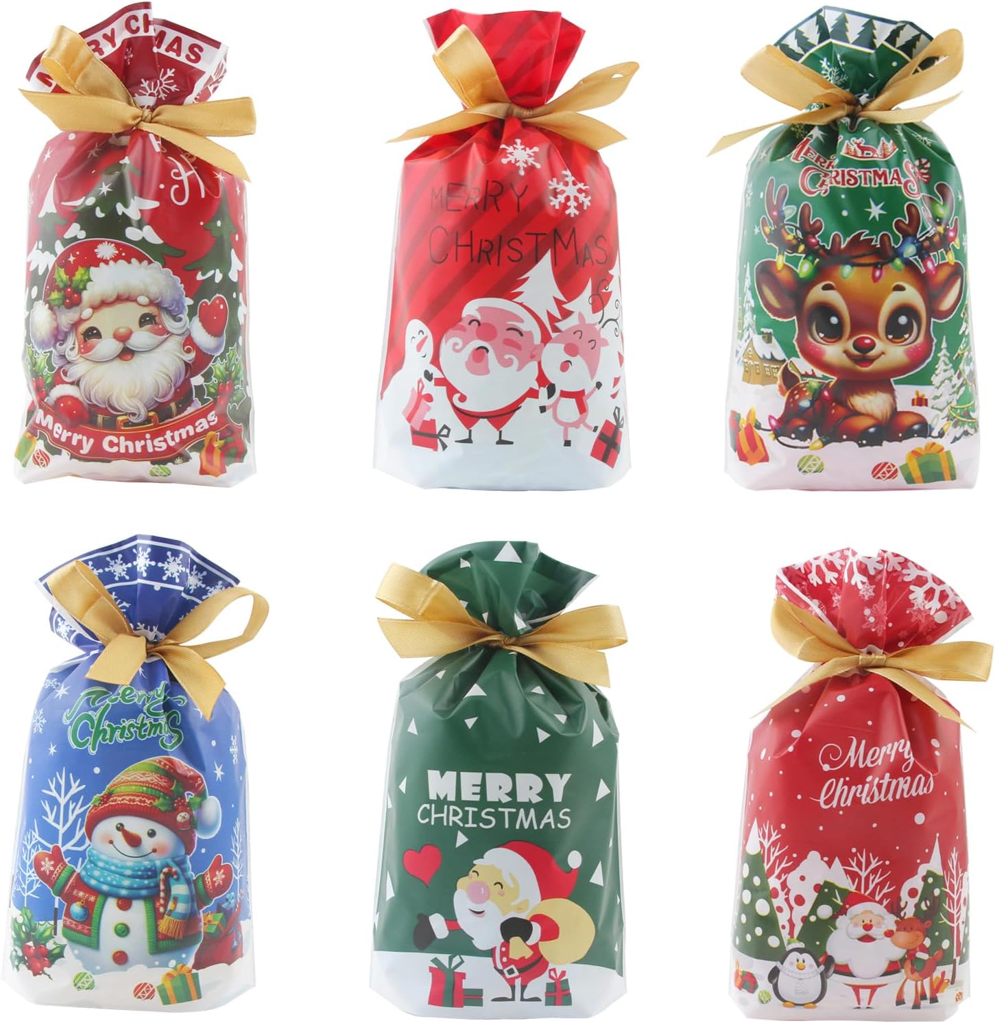 Christmas Candy Bag, Fyvadio 48PCS Christmas Treat Bags Candy Goodies ...