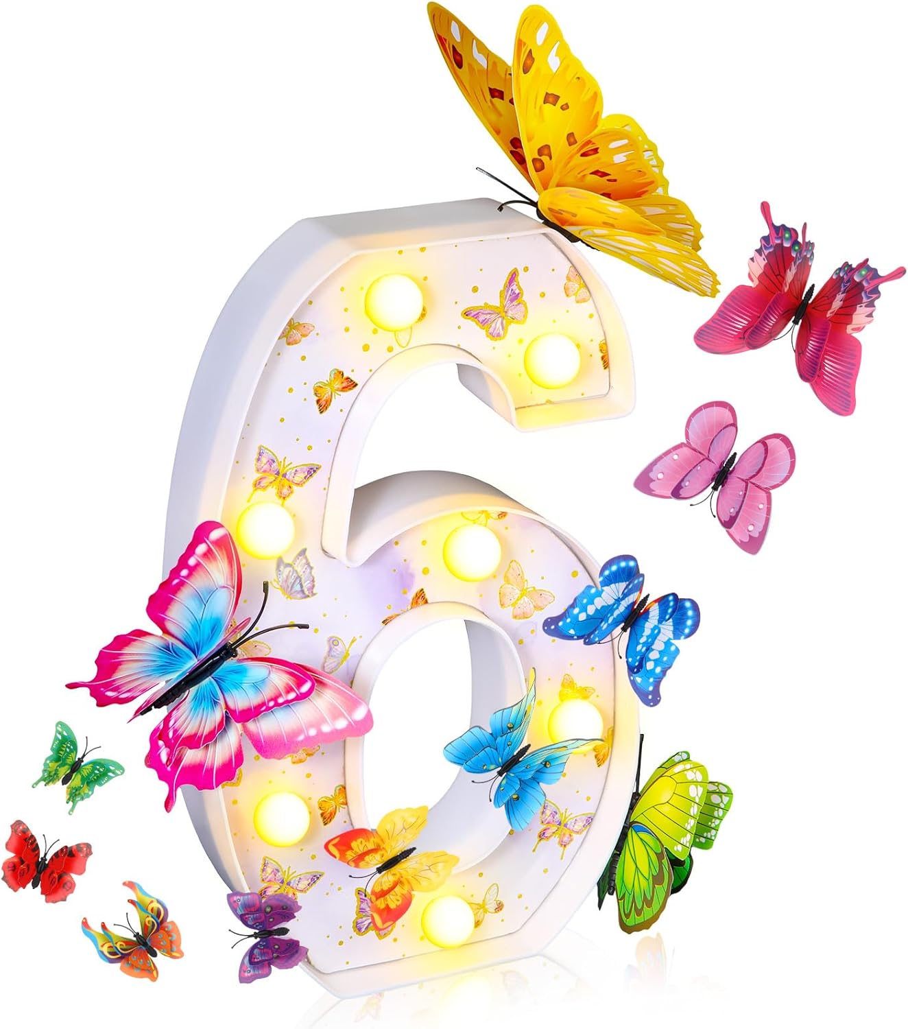 Amazon.com: Havawish Butterfly Themed Marquee Light up Numbers, LED ...