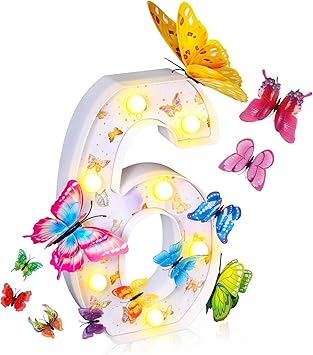 Amazon.com: Havawish Butterfly Themed Marquee Light up Numbers, LED ...