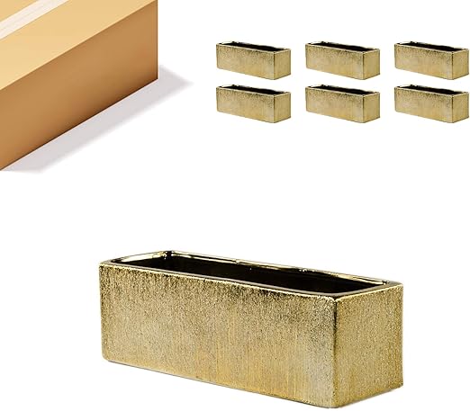 Amazon.com: WGVI Long Rectangle Ceramic Planter Vase in Gold Etched 12 ...