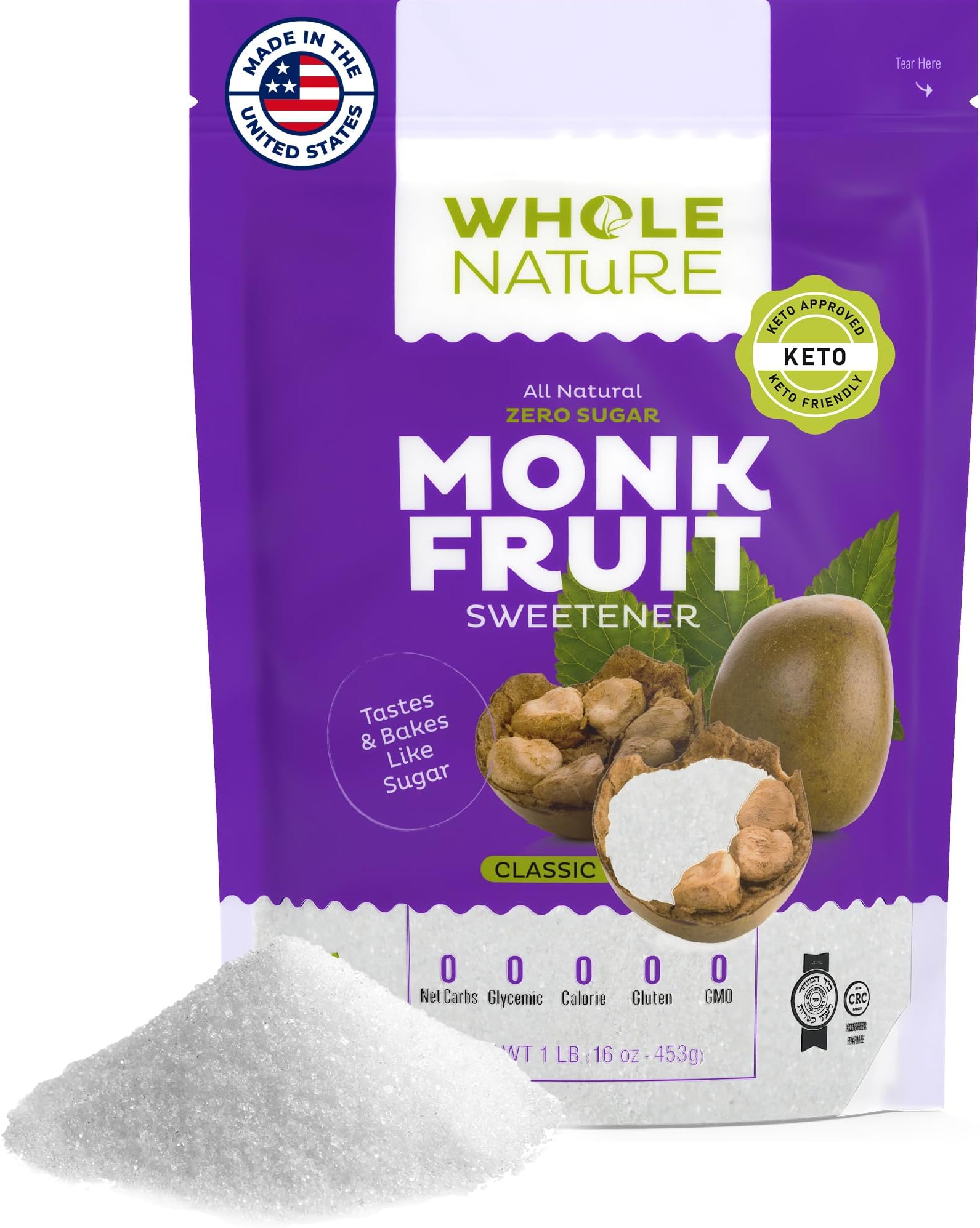 Amazon.com: Whole Nature Monk Fruit Sugar Sweetener 1:1 Baking Sugar ...
