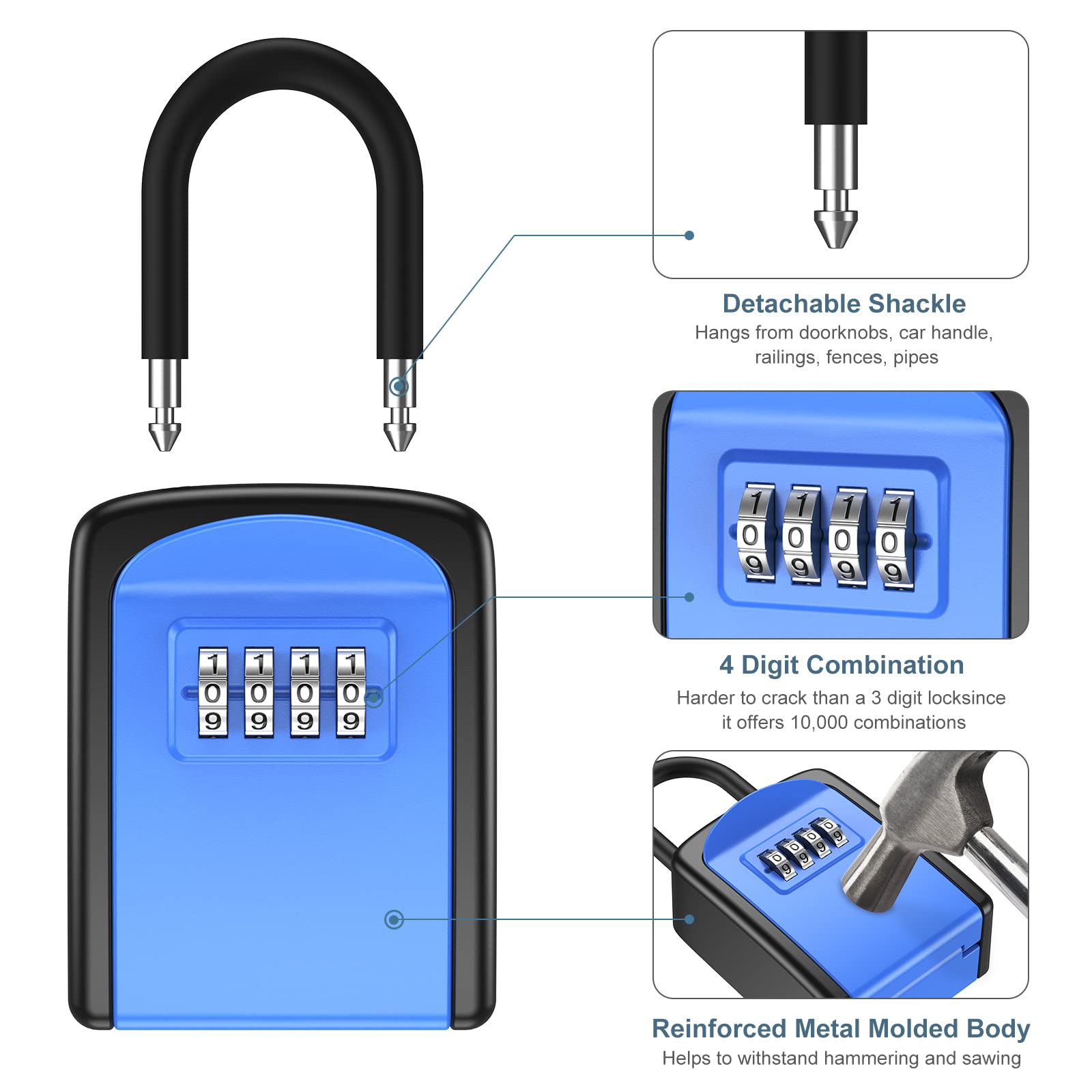 Snapklik.com : Key Lock Box Wall Mounted, Key Safe Lockbox