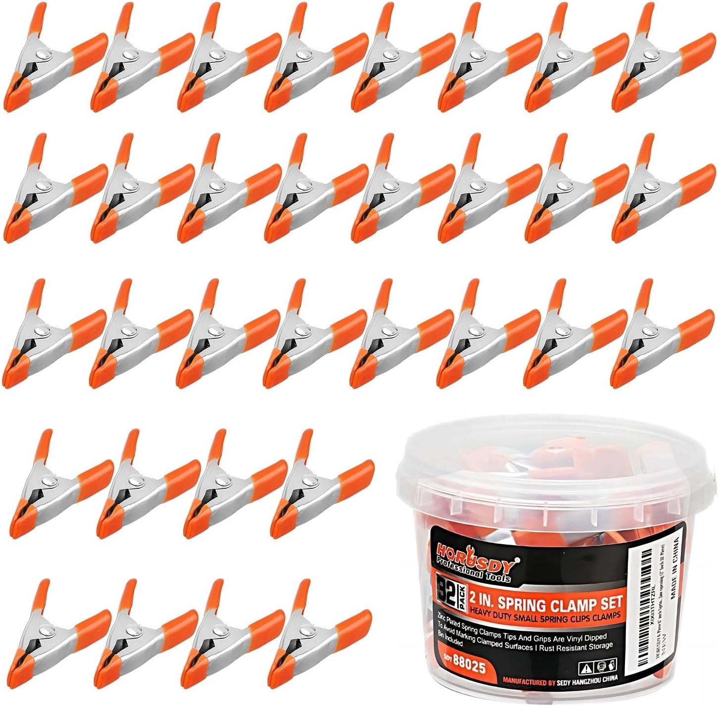 HORUSDY 32-Piece 2" inch Small Spring Clamp, Spring Metal Spring Clamps ...