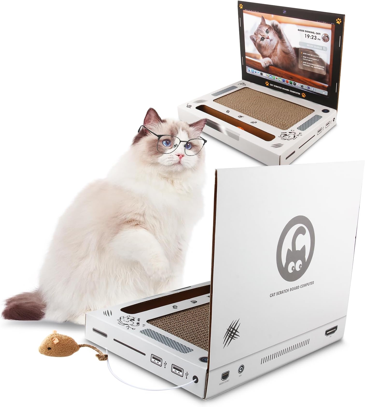 Amazon.com : PETGEEK Cat Scratcher Laptop, 3-in-1 Laptop Scratcher Cat ...