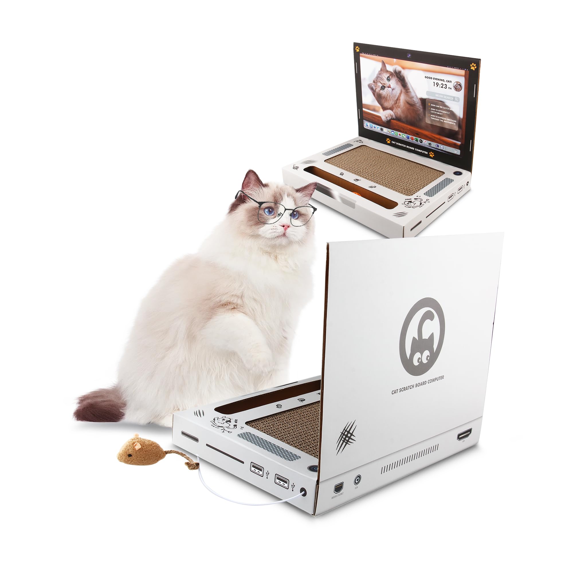 Amazon.com : PETGEEK Cat Scratcher Laptop, 3-in-1 Laptop Scratcher Cat ...