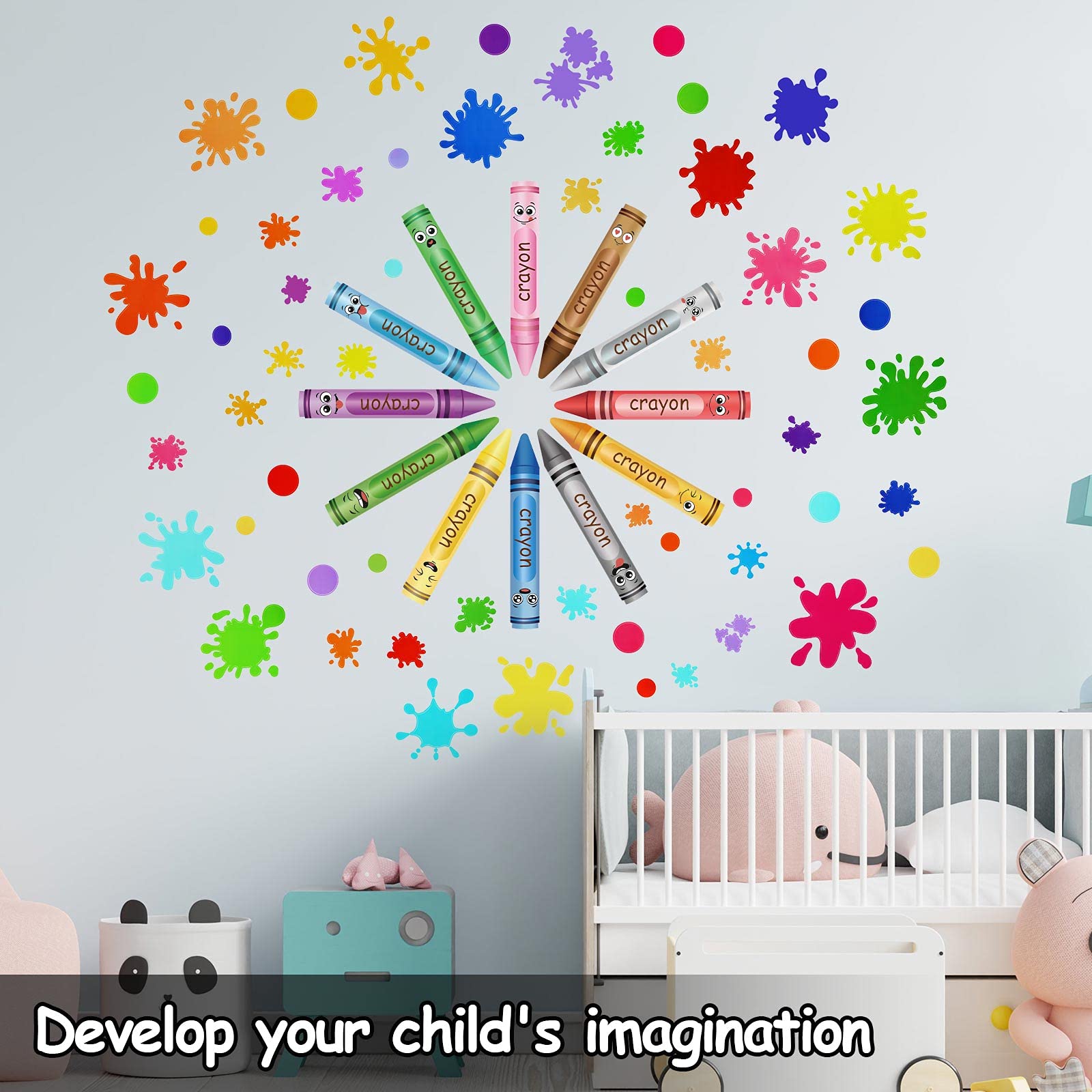 Buy Crayon Wall Decals Kids Wall Stickers Classroom Wall Decals Crayon ...