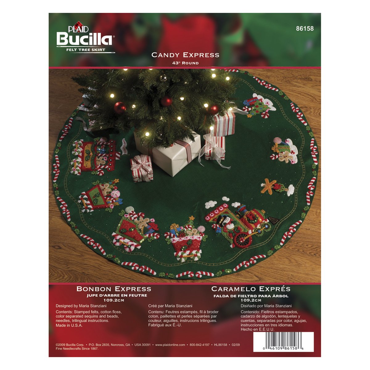 Amazon.com: Bucilla Felt Applique Chtistmas Tree Skirt Kit, 43-Inch ...