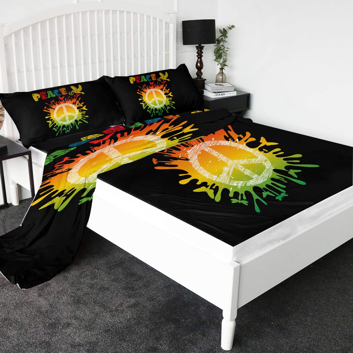 Black Peace Sign Bedding