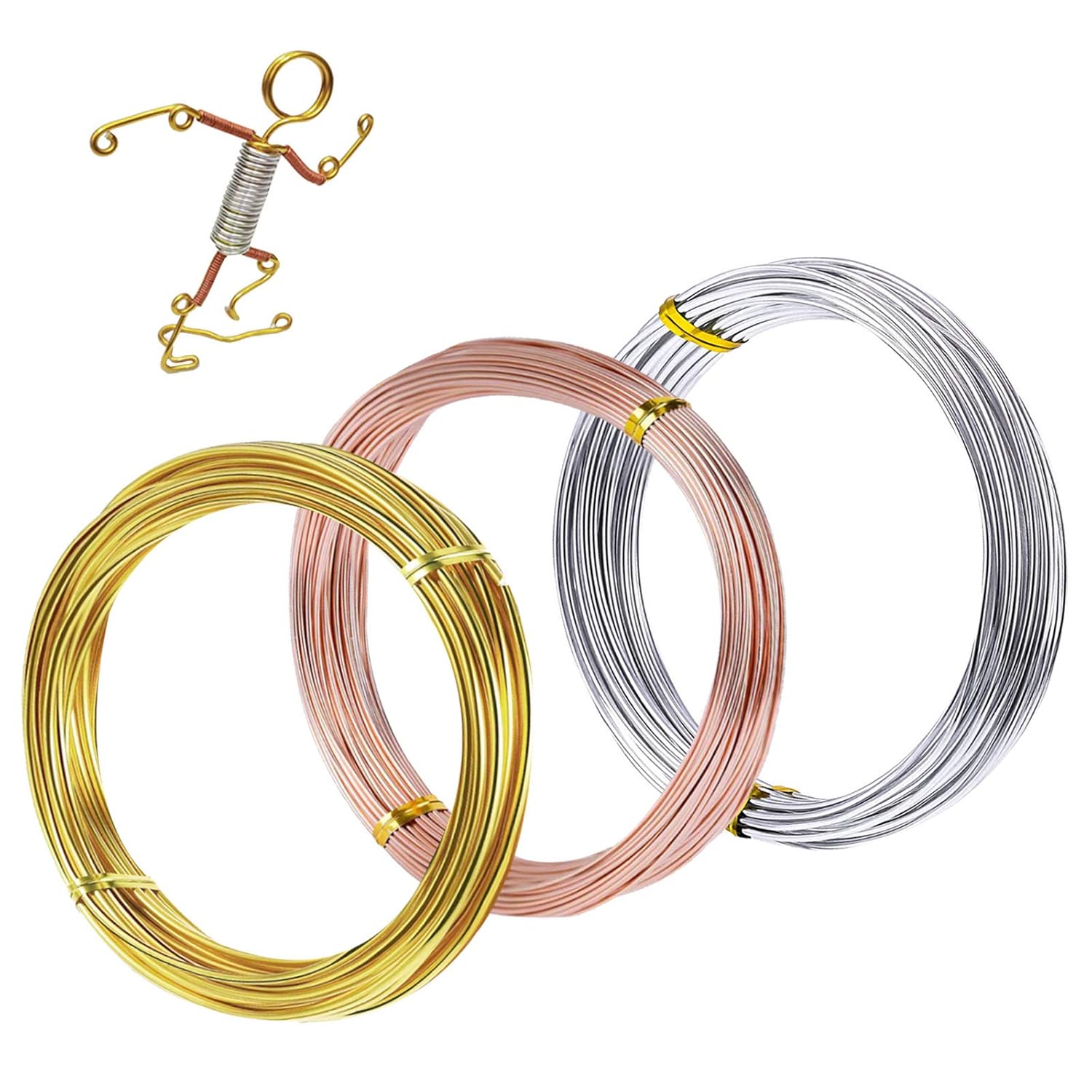 Cinvo Round Craft Wire 3 Rolls Jewelry Beading Wire Flexible Aluminum ...