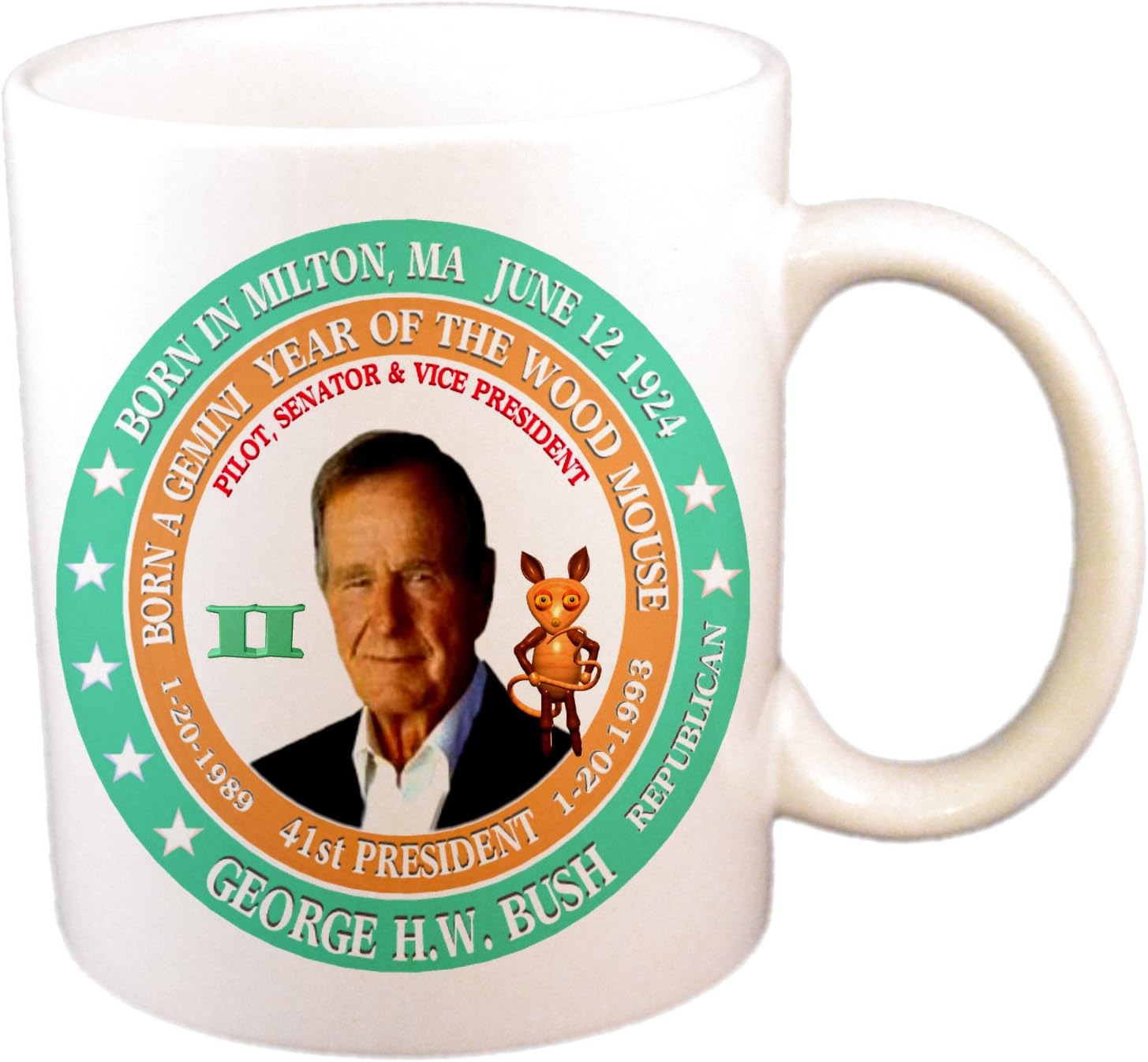 Amazon.com | George H.W. Bush 41th U.S. President Gemini Wood Mouse ...