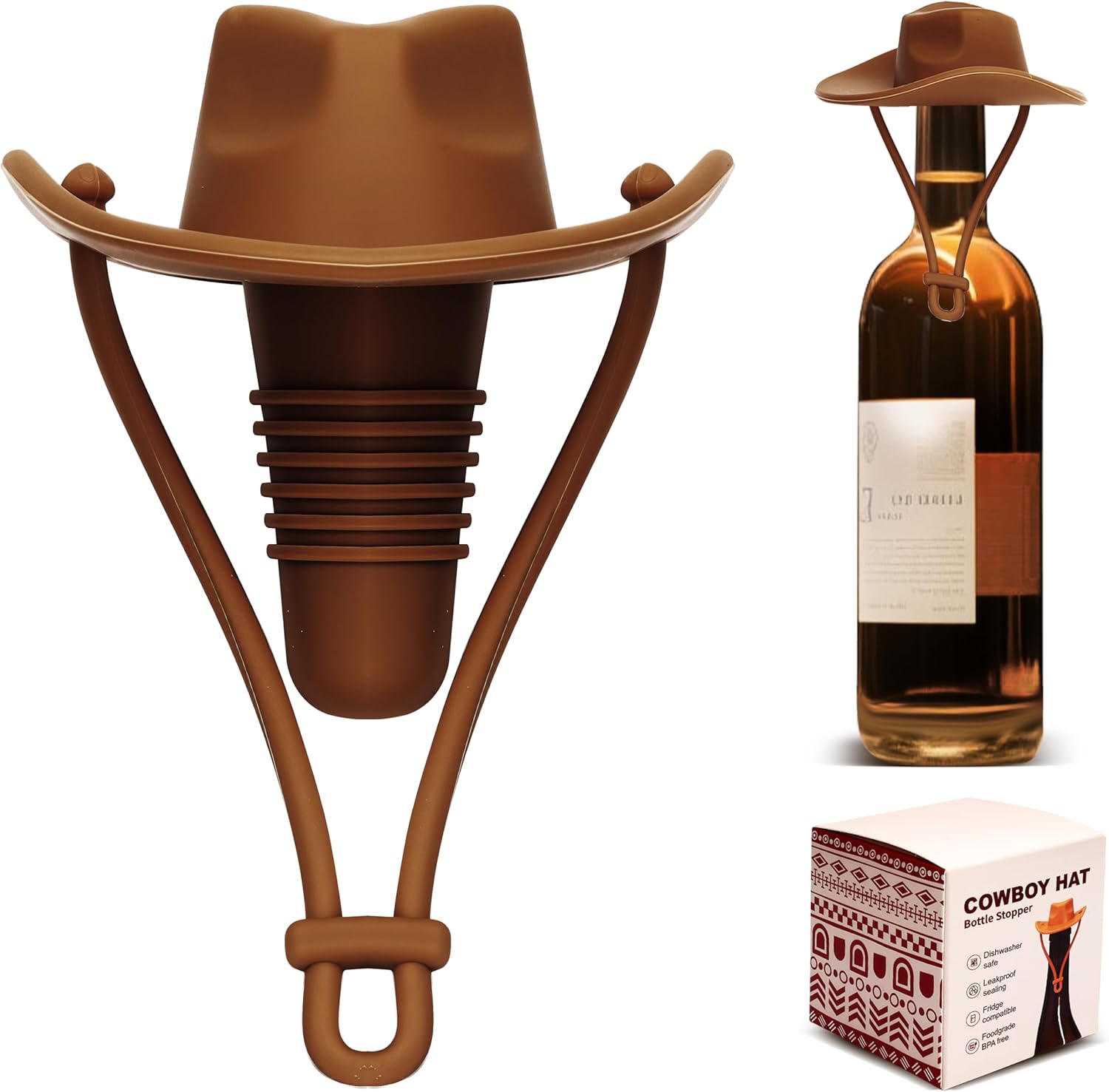 Amazon.com: Cowboy Hat Wine Stopper Cute Silicone Wine Bottle Stopper ...