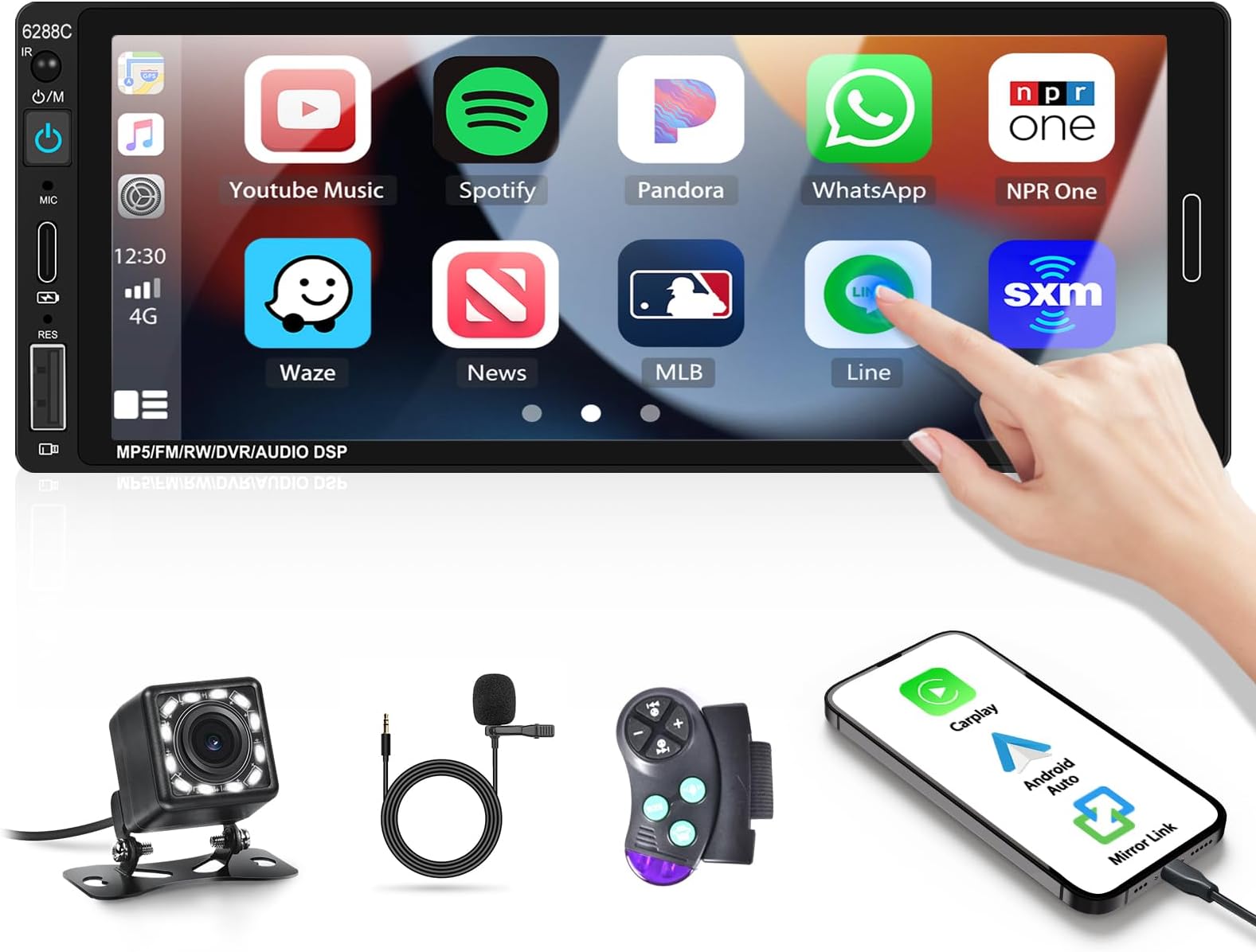 Amazon.com: Single Din Car Stereo with Wired Carplay & Android Auto, 7 ...