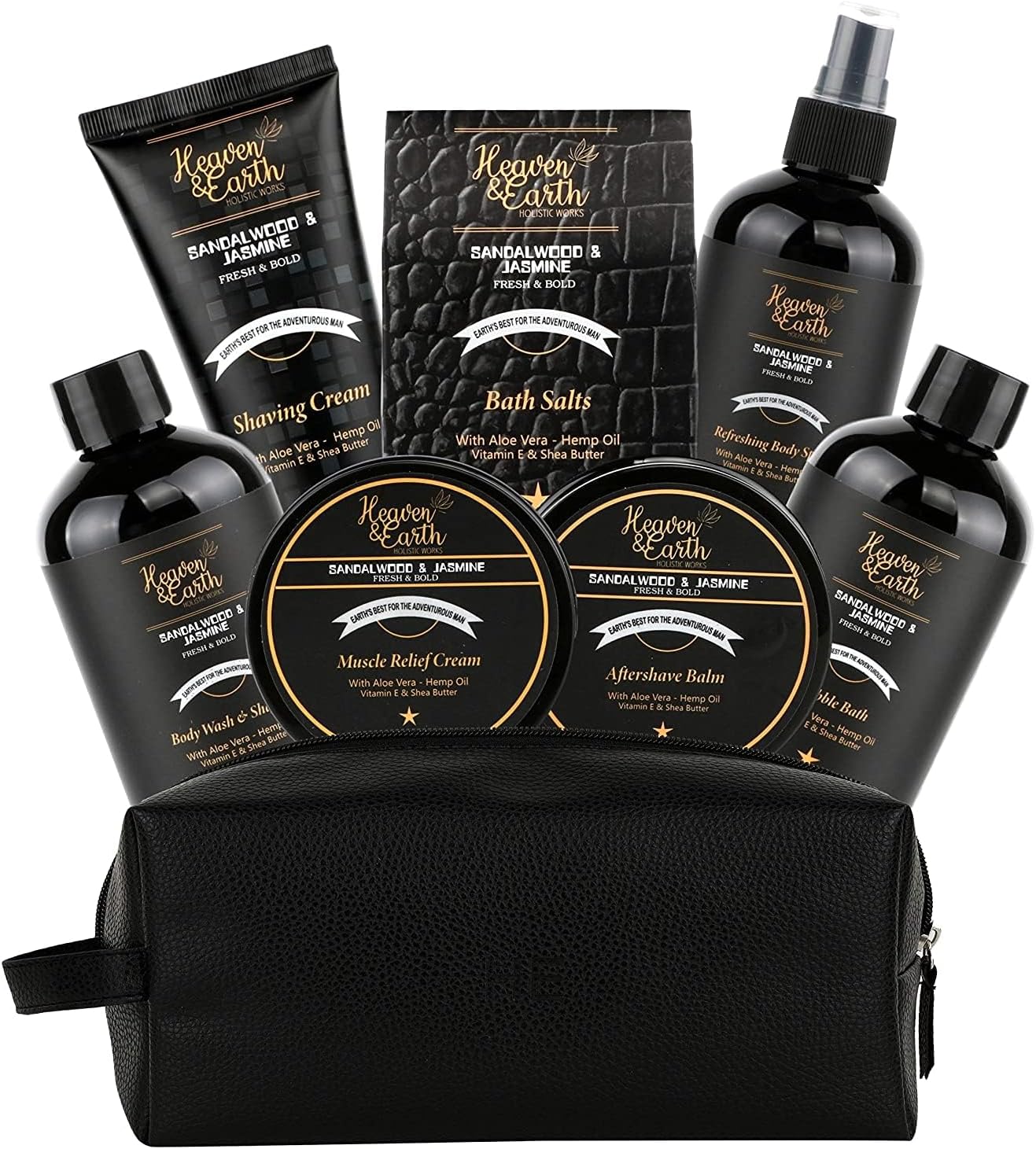 Amazon.com : Premium Bath and Body Gift Basket Set for Men - Sandalwood ...