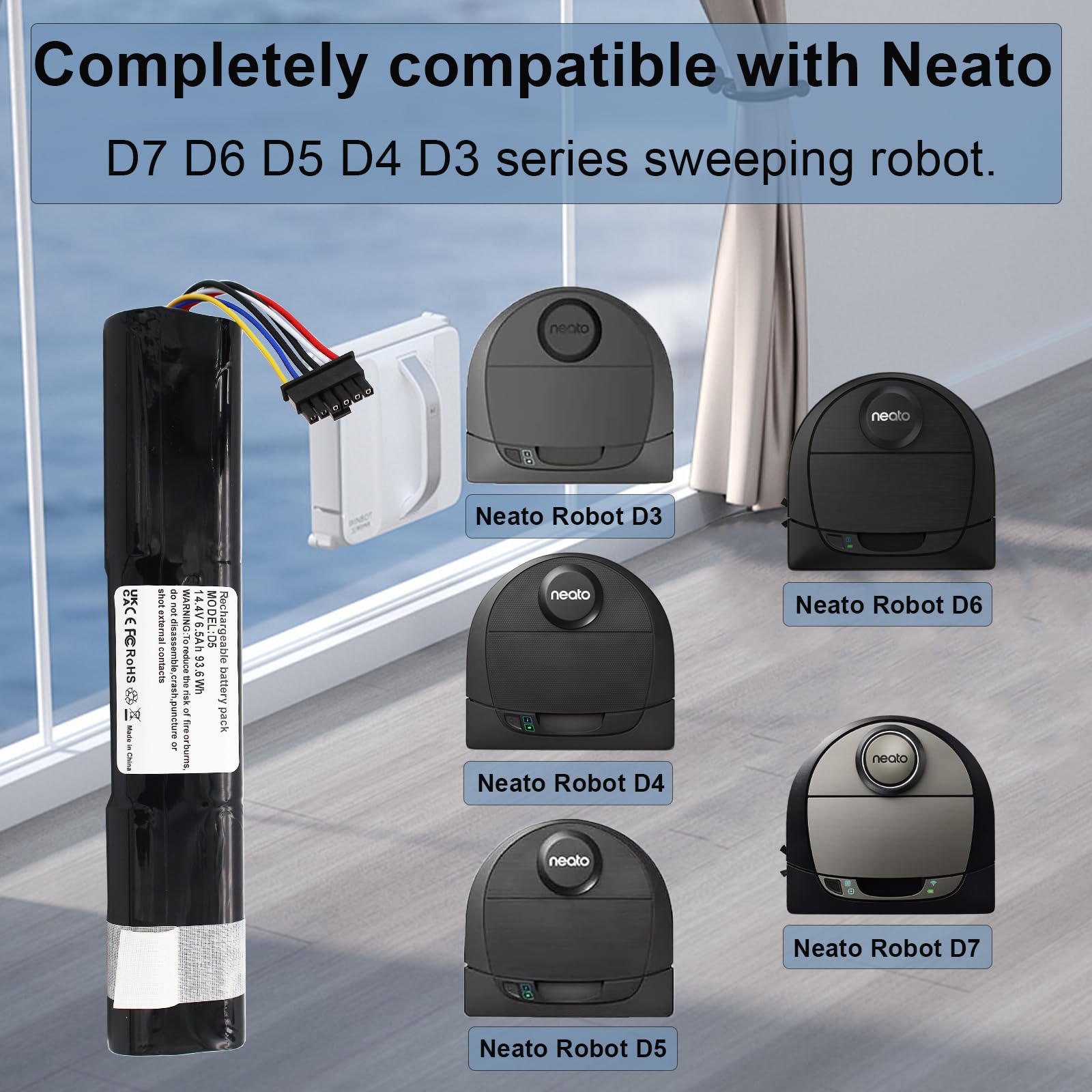 for Neato Battery Robotics Replace Parts Replacement for Neato D7 D6 D5 ...