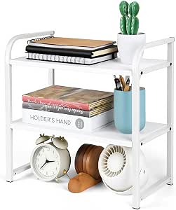 Amazon.com : UPRIMEASY Desktop Shelf Organizer, 2-Tier Office Desk ...