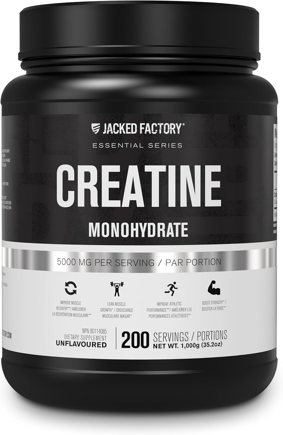 Amazon.com: Jacked Factory Creatine Monohydrate Powder 1000g - 5g Daily ...