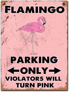 Amazon.com: Luoboken Flamingo Aluminum Metal Sign Funny Flamingo ...