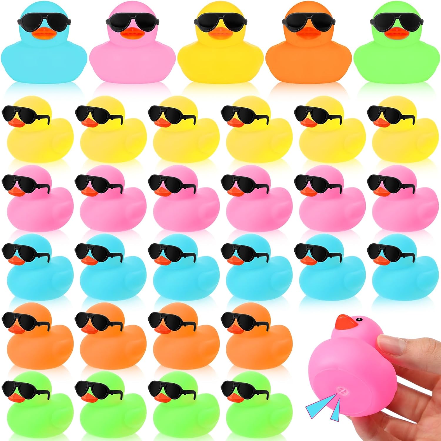 Amazon.com: 36 Packs Mini Rubber Ducks with Sunglasses Sets Duck Bath ...