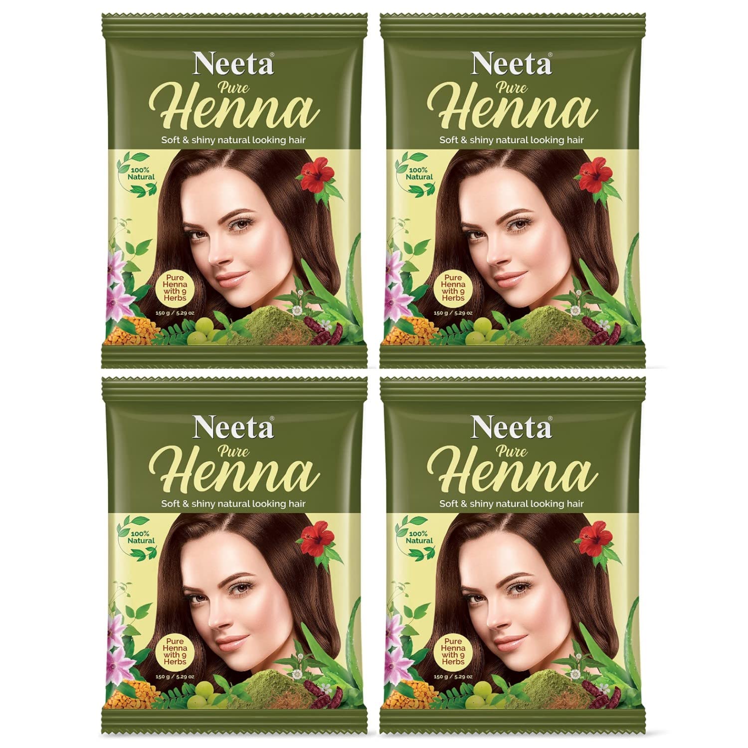 Amazon.com : Neeta Pure Henna Soft & Shiny Looking Hair with 9 herbs ...