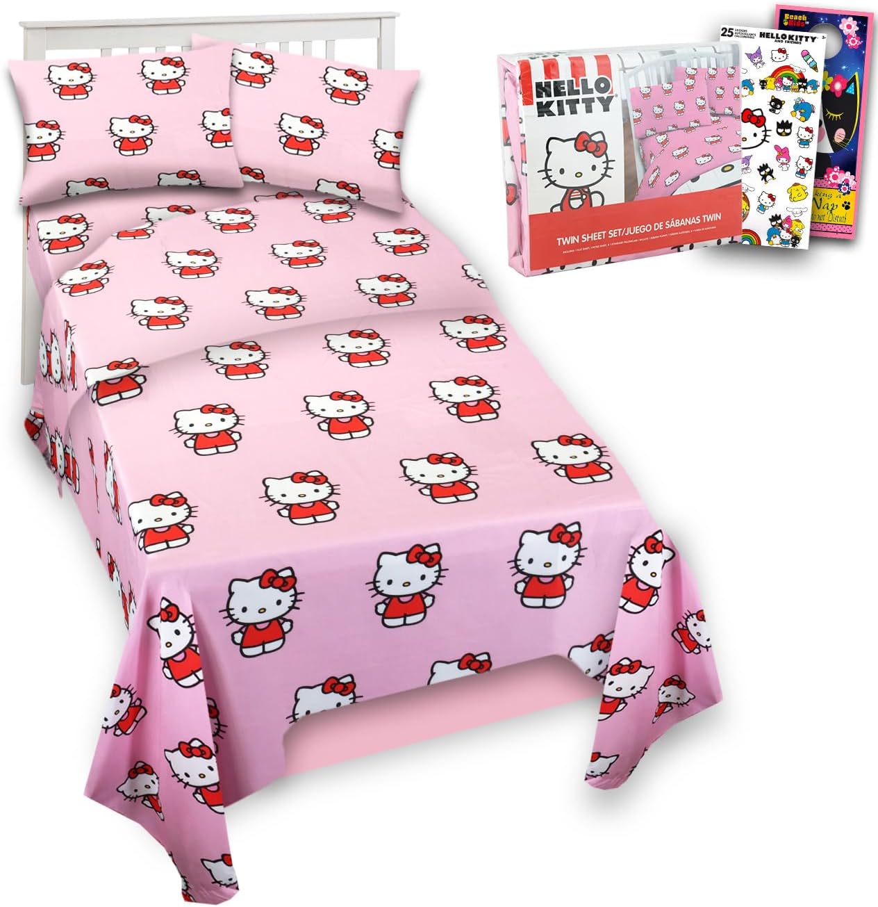 Amazon.com: Hello Kitty Twin Bedding Set - Bundle of Hello Kitty ...