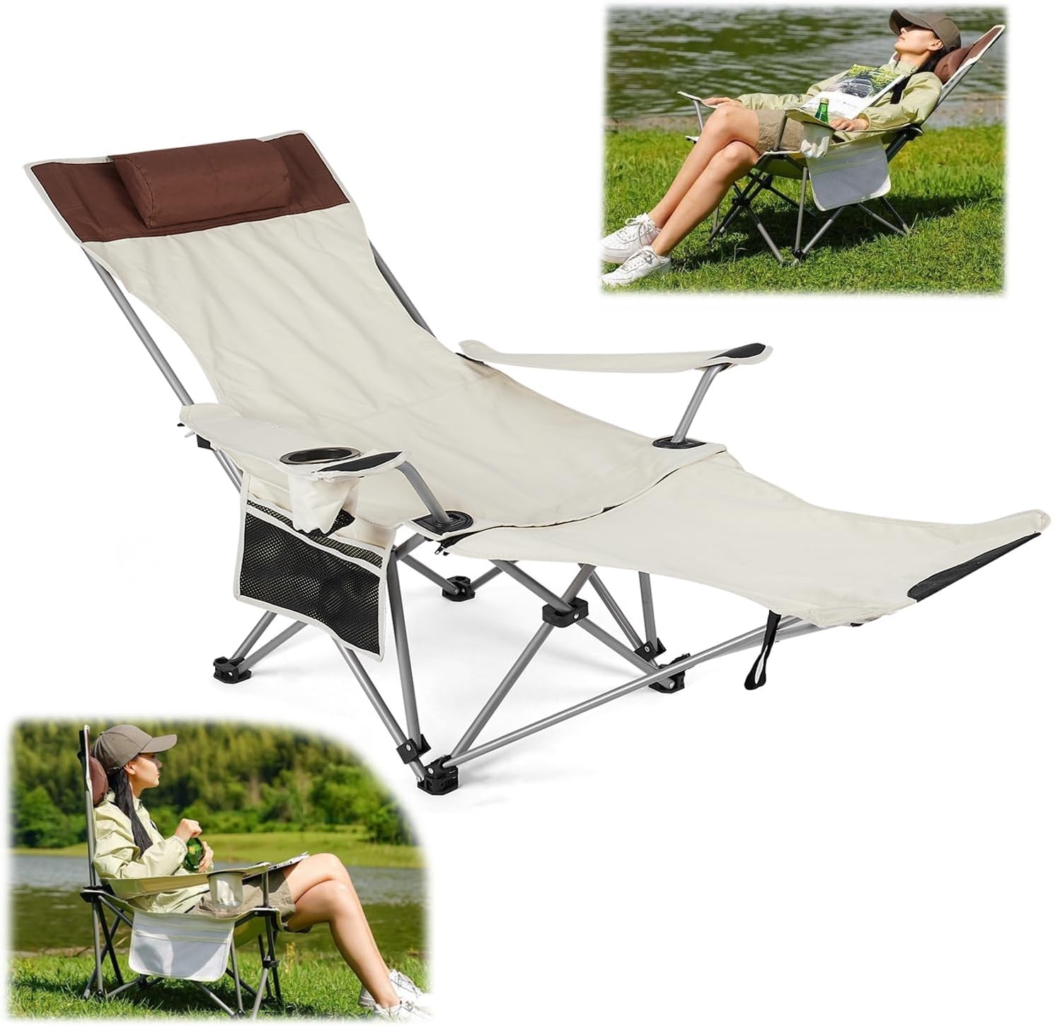 SGYU Silla Plegable, Silla Plegable Camping, Puede Sentarse Silla Reclinable para Acampar con ...