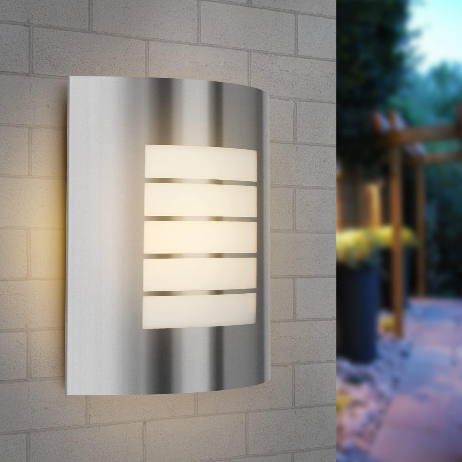 Biard Outdoor Stainless Steel Modern Silver Lantern Wall Light - IP44 ...