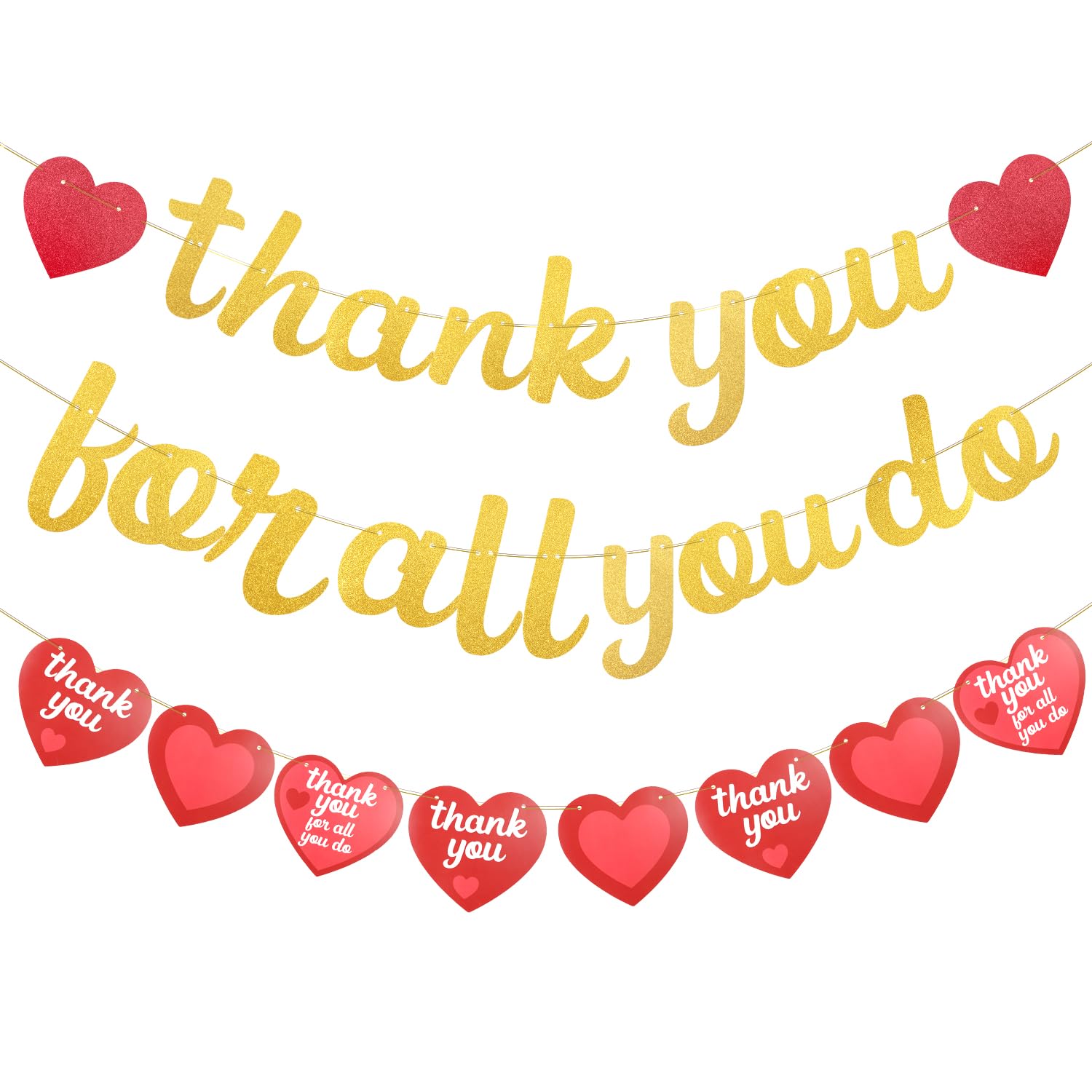 Thank You Banner, No-DIY Glitter Teacher Appreciation Decorations ...