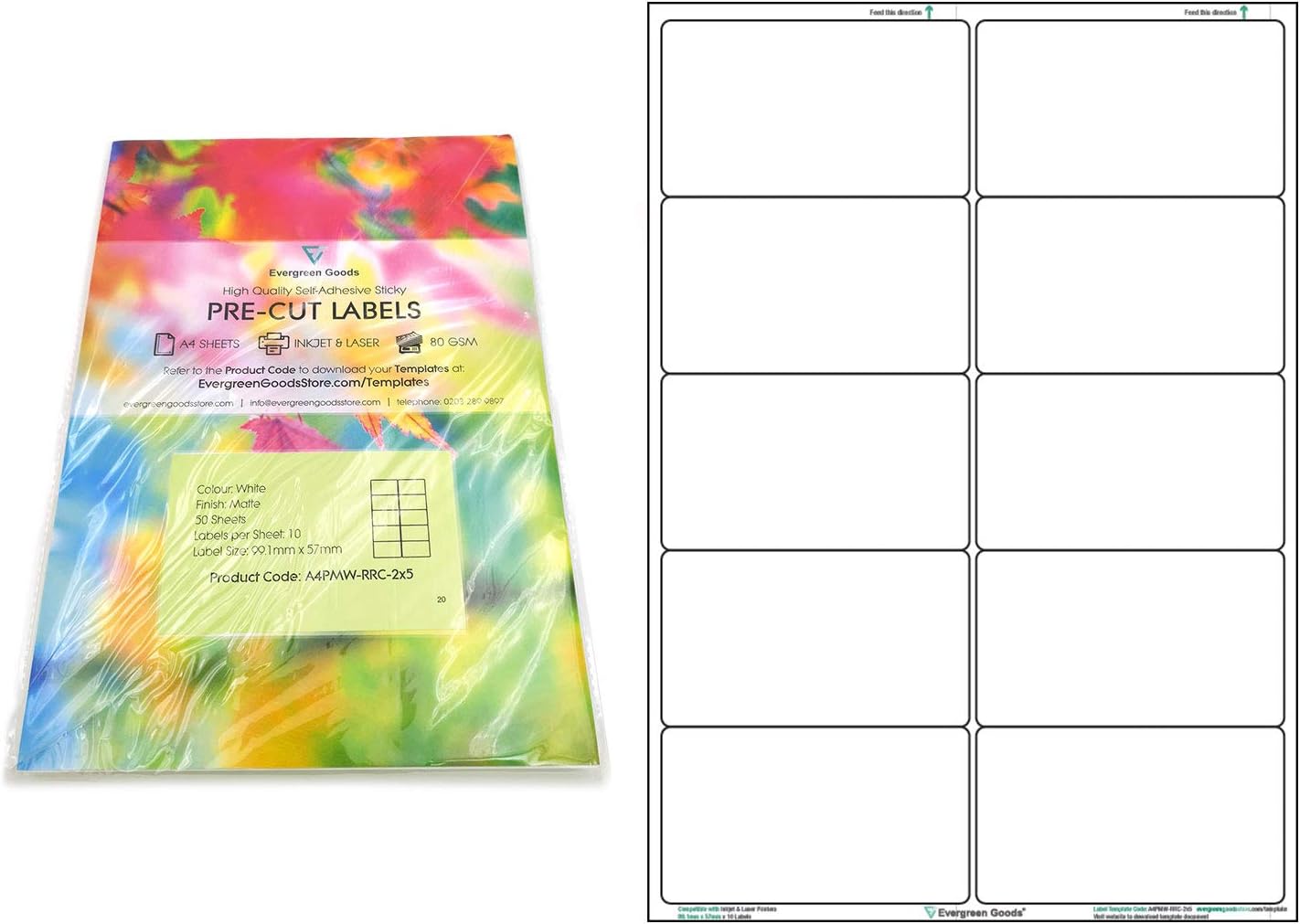 Evergreen Goods A4 Precut Multi Sticker Paper Labels Printable Matte ...