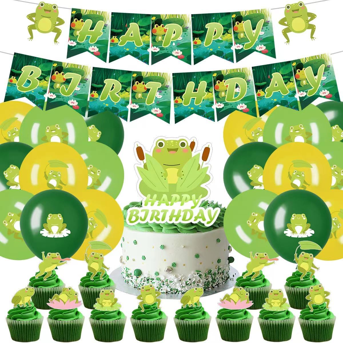Amazon.com: Kawaii Frog Themed Birthday Party backdrop Decoration Cute ...