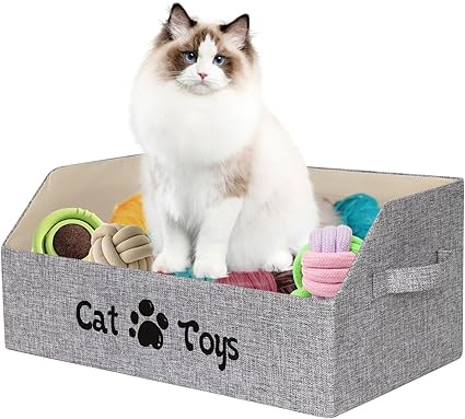 Amazon.com: BinWhiz 19.7 in Cat Toy Bin, Cat Toy Storage Box Kitten Toy ...