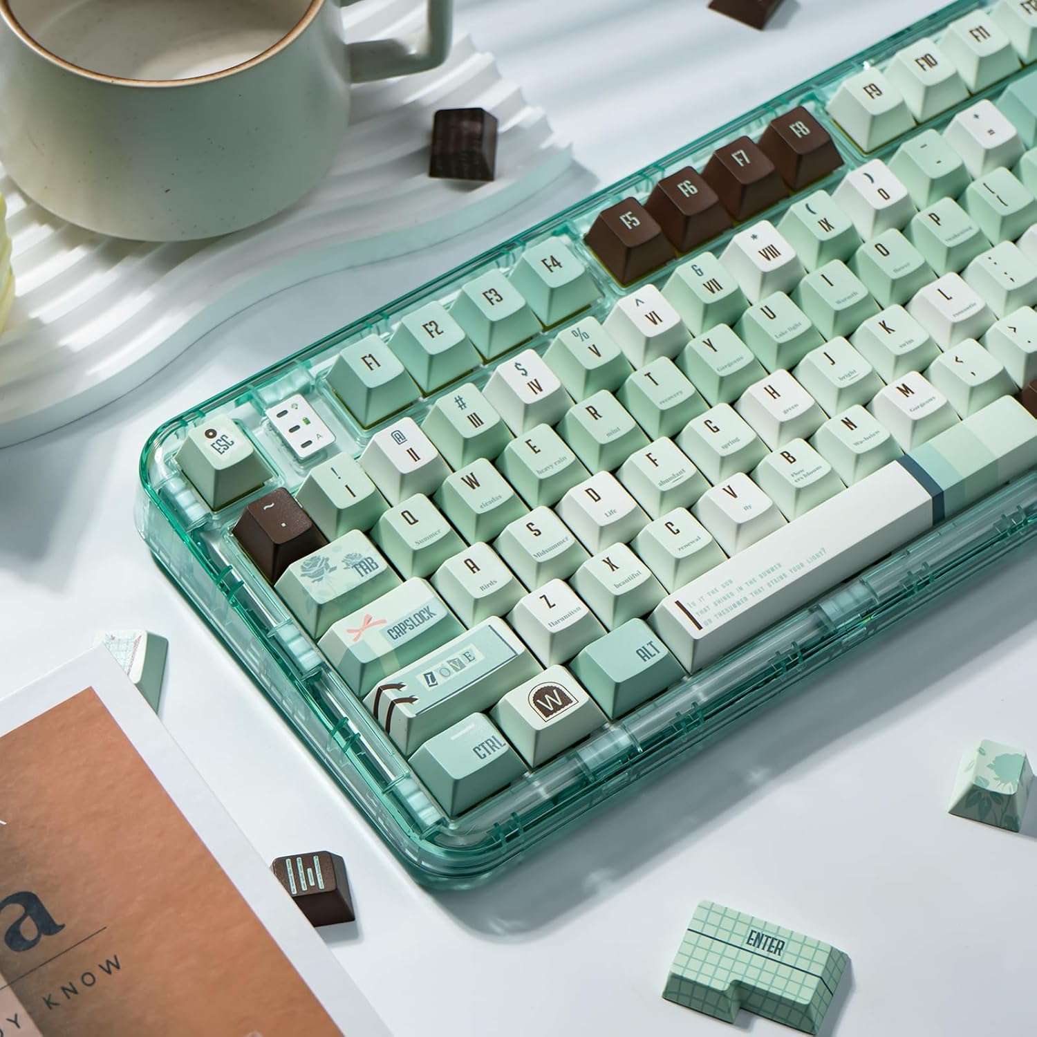 Amazon.com: TIMSEKER 147 Keys Mint Green PBT Keycaps Set, Cherry ...
