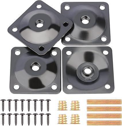 Amazon.com: MORROWIND Furniture Leg Mounting Plates, Set of 4 Black ...
