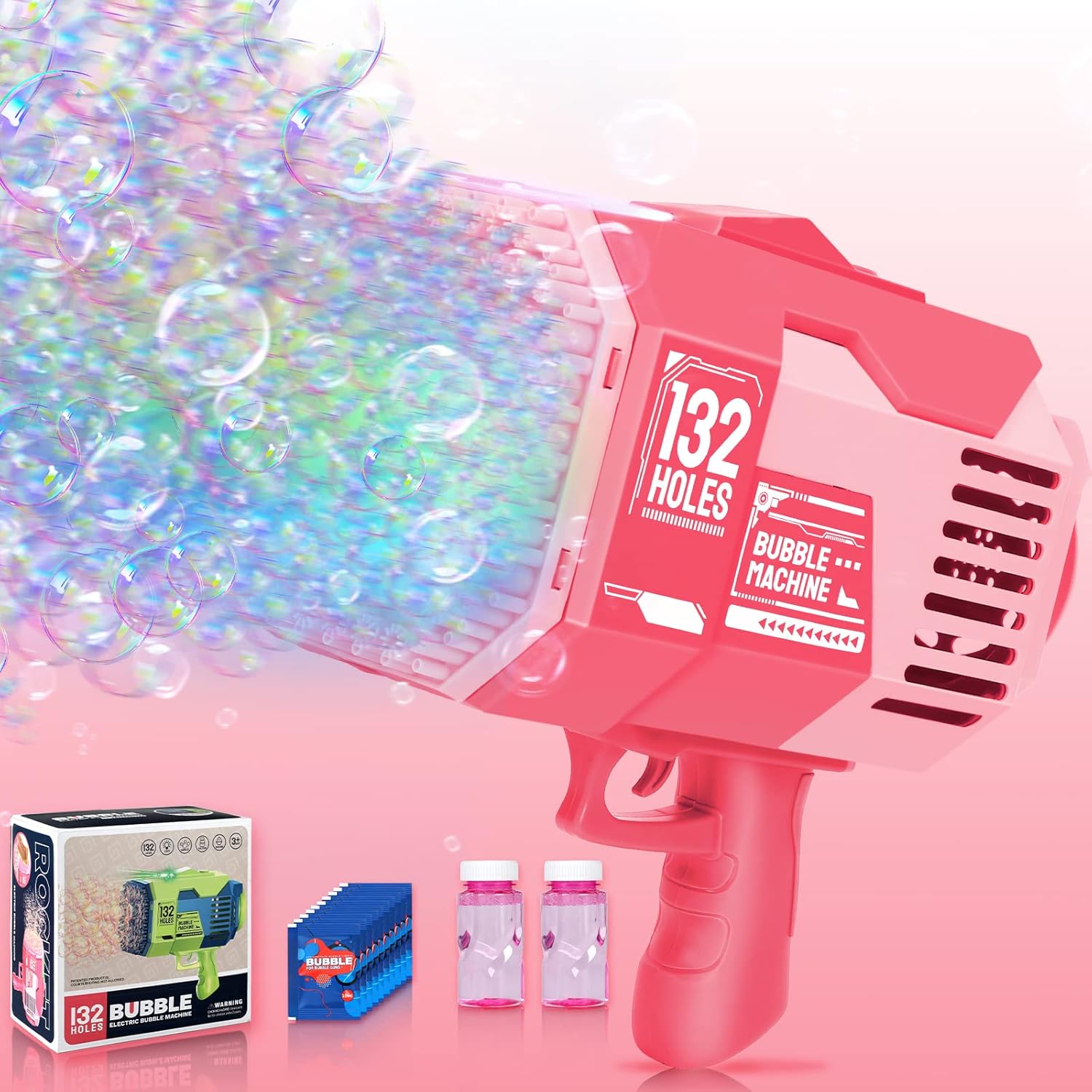 Amazon.com: VBSD Bazooka Bubble Gun, 132 Holes Bubble Blaster with ...