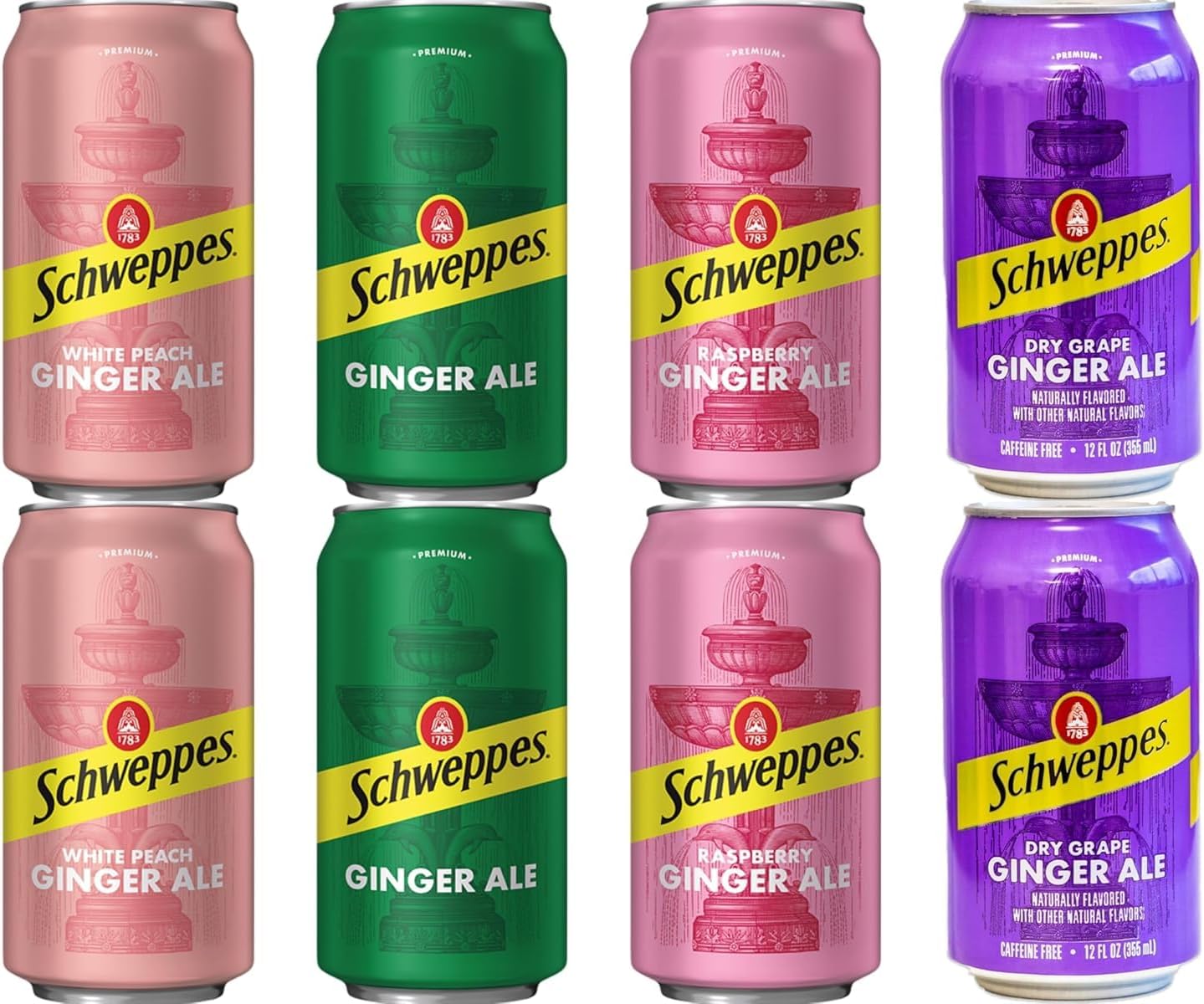 Amazon.com : Schweppes Ginger Ale Variety Pack, 4 Flavor White Peach, Regular, Raspberry, Dry ...