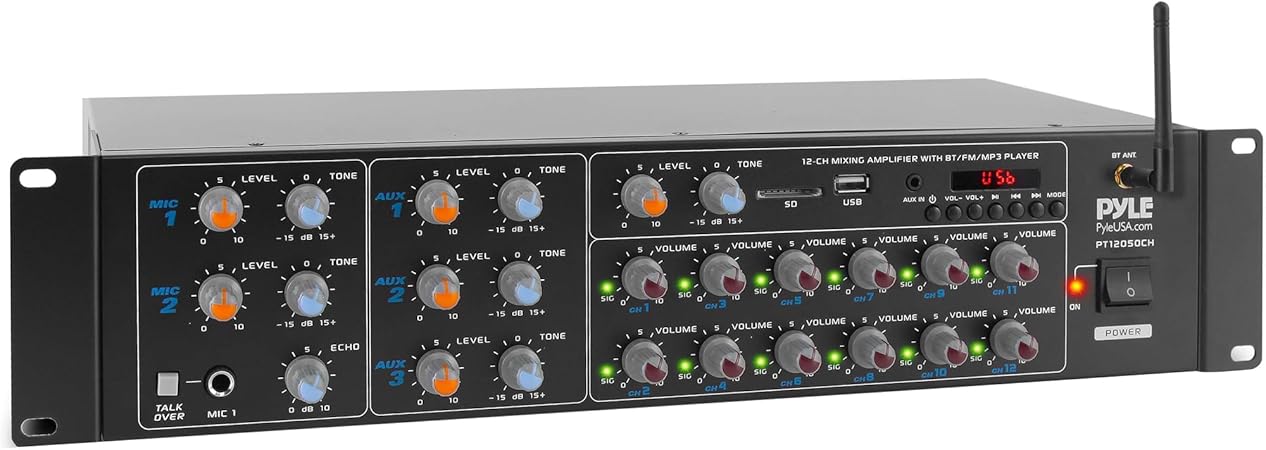 Amazon.com: Pyle 12-Channel Wireless Bluetooth Power Amplifier - 6000 ...